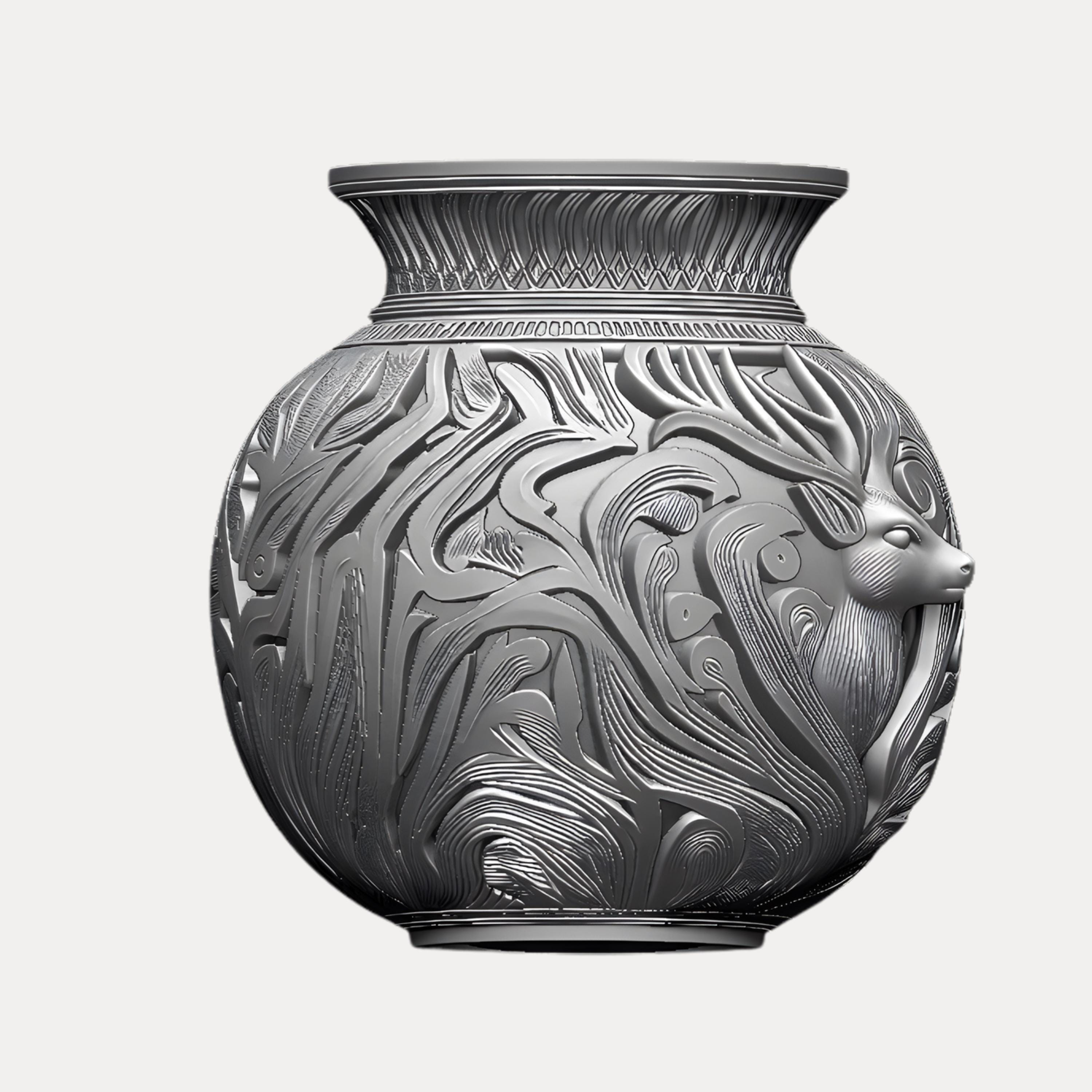 Stag Deer Vase 3D Model STL | Wildlife Relief Sculpture & Woodland ...