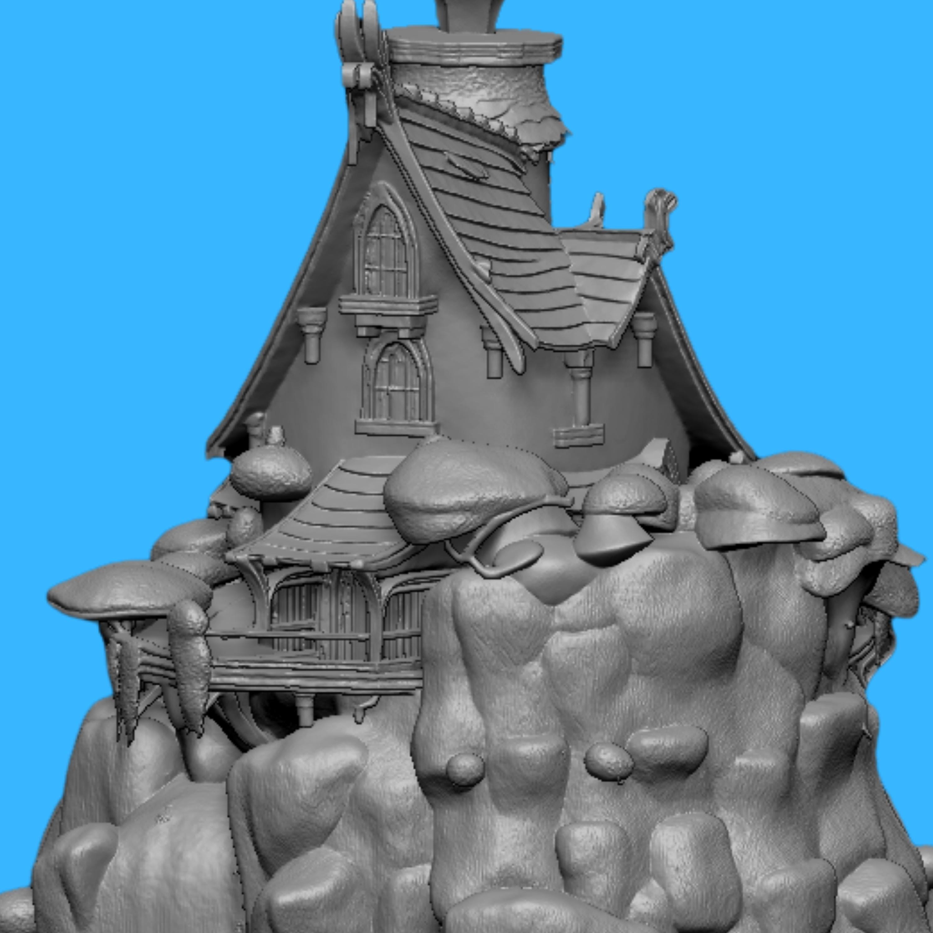 Fantasy Fairy House 3D Model STL: Waterfall Citadel, D&D Terrain (3D ...