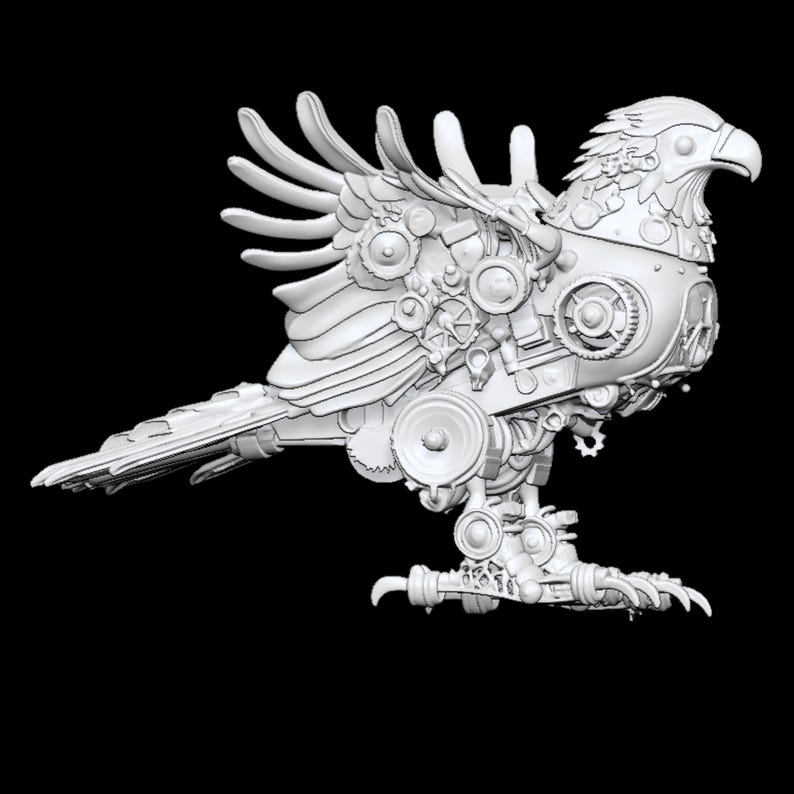 Steampunk Eagle STL: 3D Printable Mechanical Gear Statue (digital ...