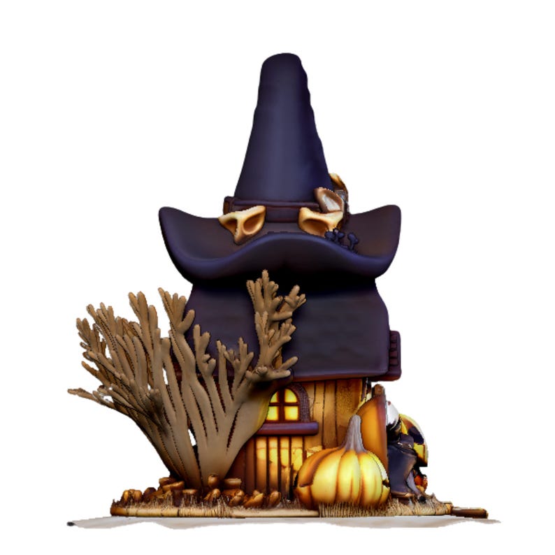 Cartoon Witch House 3D Model STL | Halloween Tea Light Lantern - Etsy