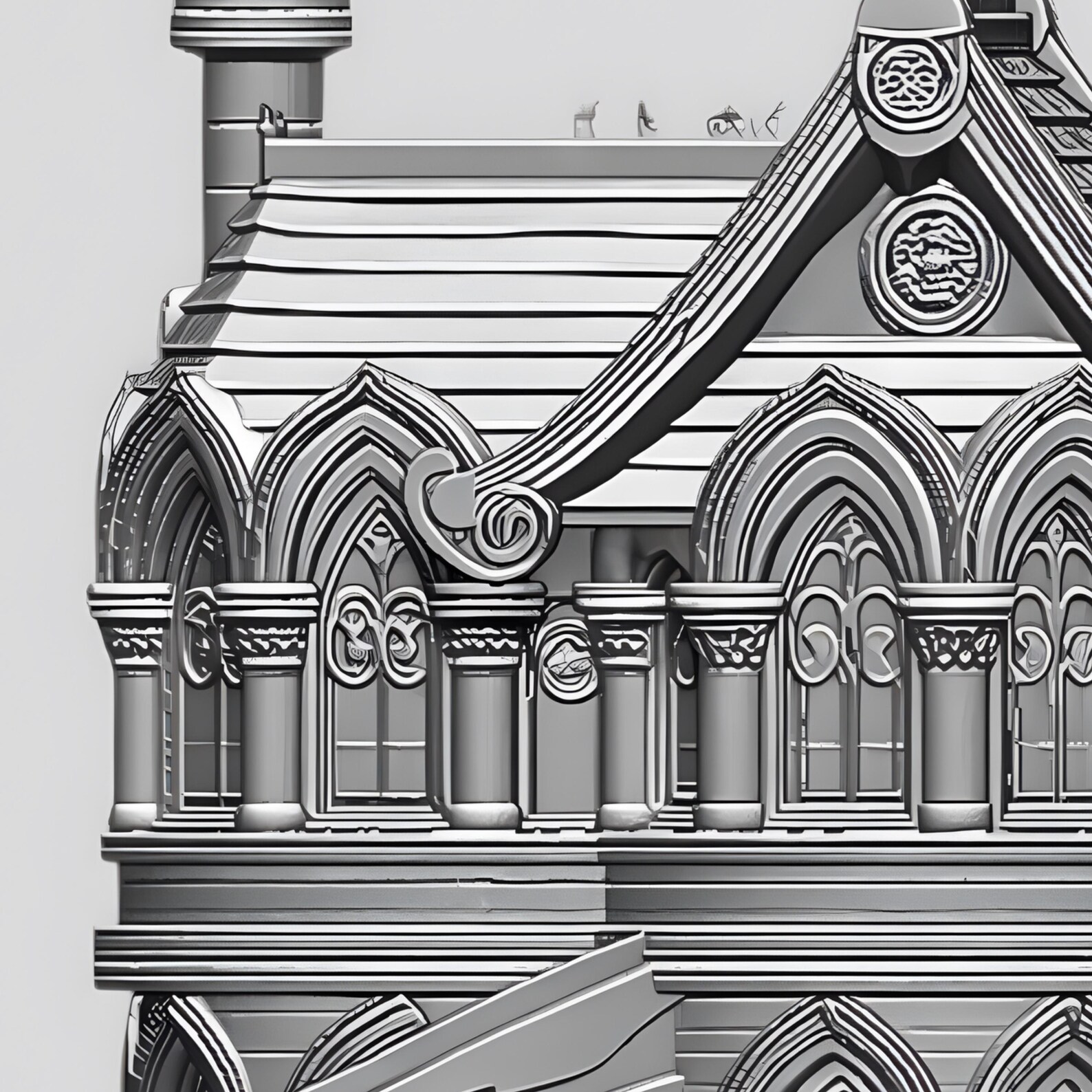 Ornate Tower House 3D Model STL | Circular Window & Spiral Staircase ...