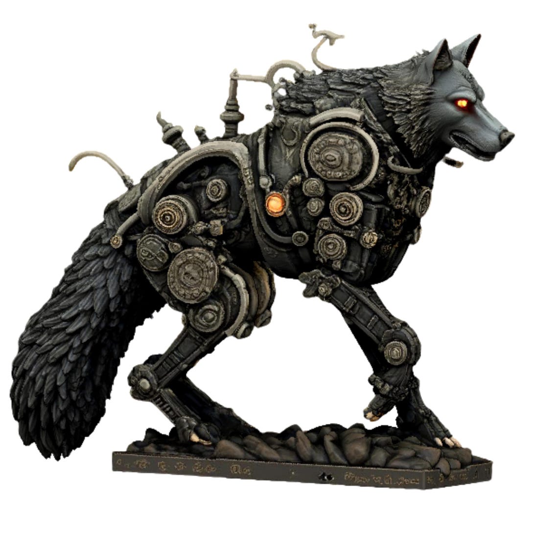 Steampunk Wolf STL | 3D Printable Statue, Digital Download, Glowing ...