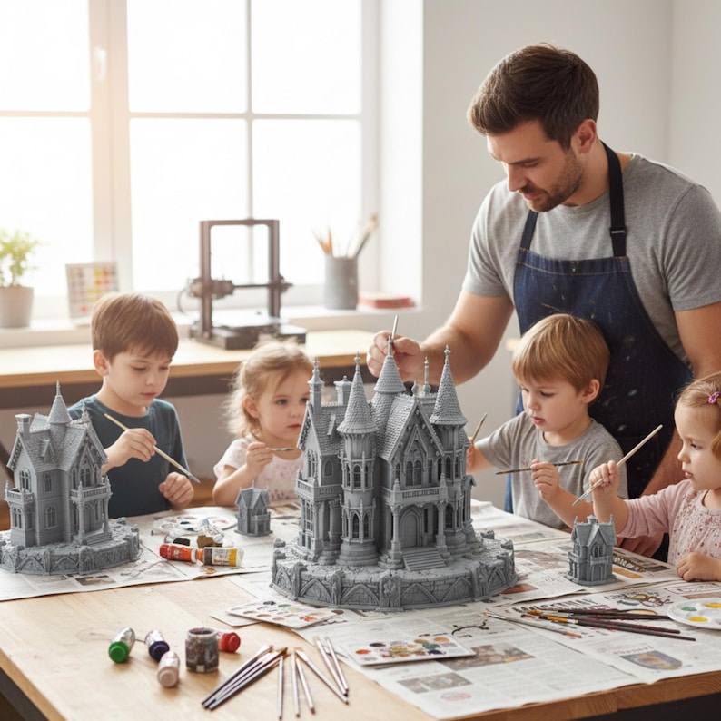 Gothic Mansion STL, Fantasy Manor House 3D Model, Dark Fantasy Diorama ...