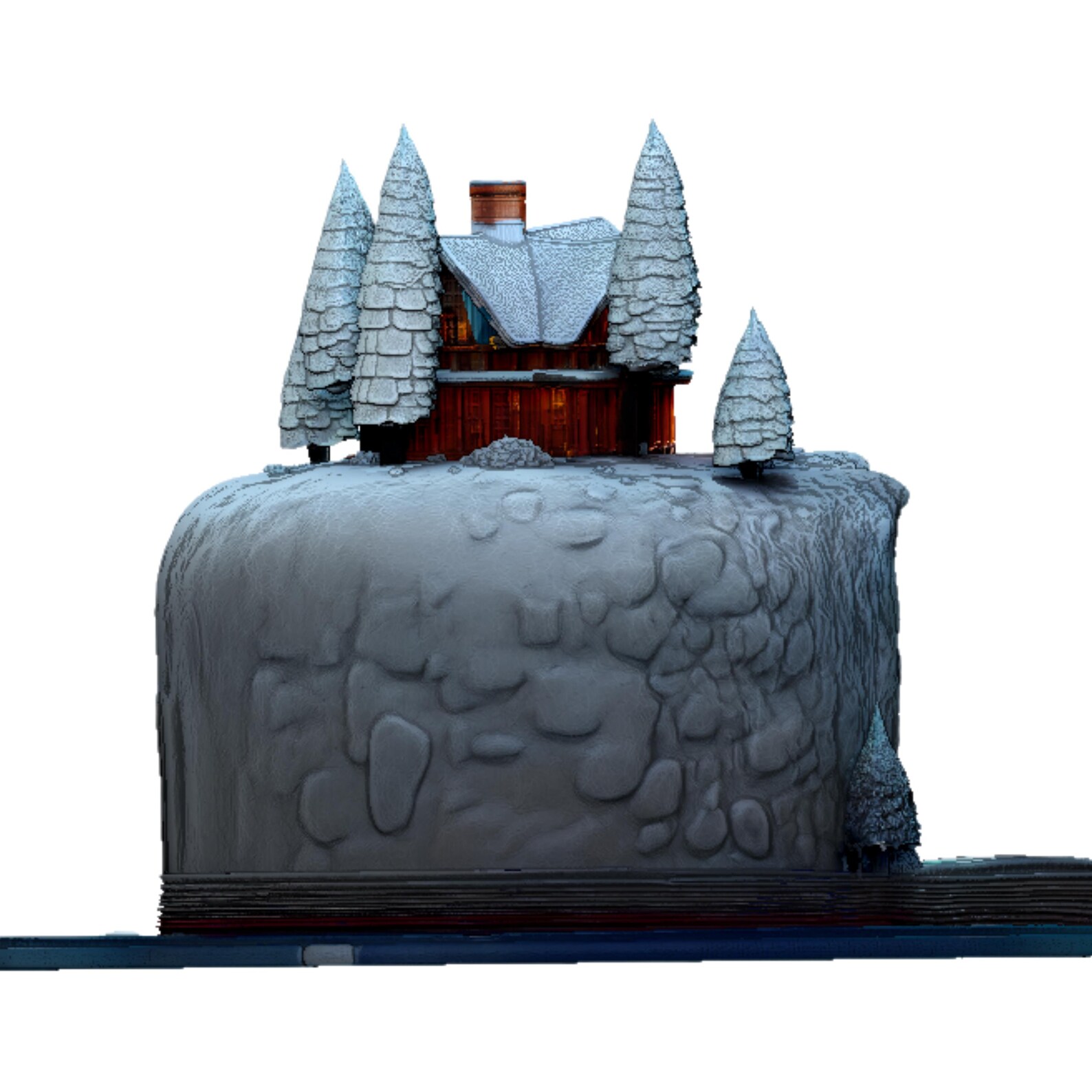 3D Printable Snow House Diorama STL | Miniature Winter Cottage ...