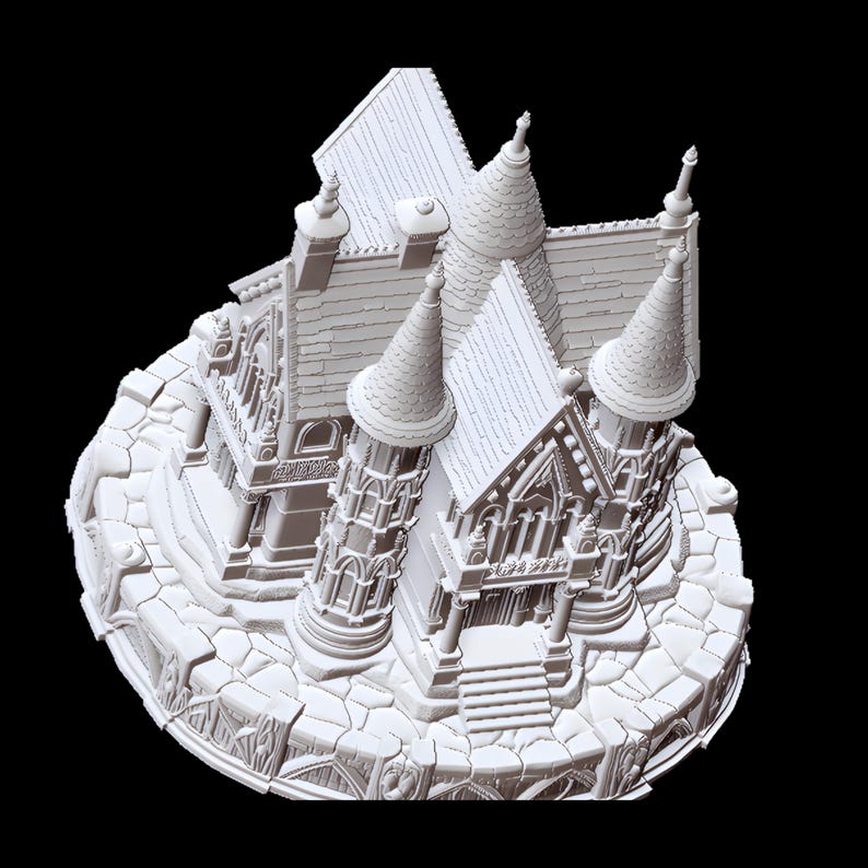 Gothic Mansion STL, Fantasy Manor House 3D Model, Dark Fantasy Diorama ...
