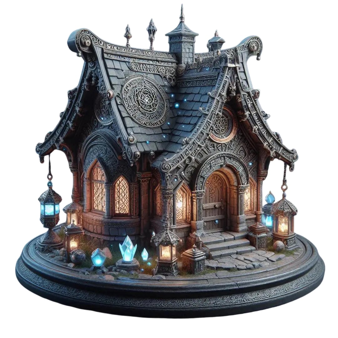 Arcane Gothic Sorcerer House 3D Model STL | Rune Temple & Crystal RPG ...
