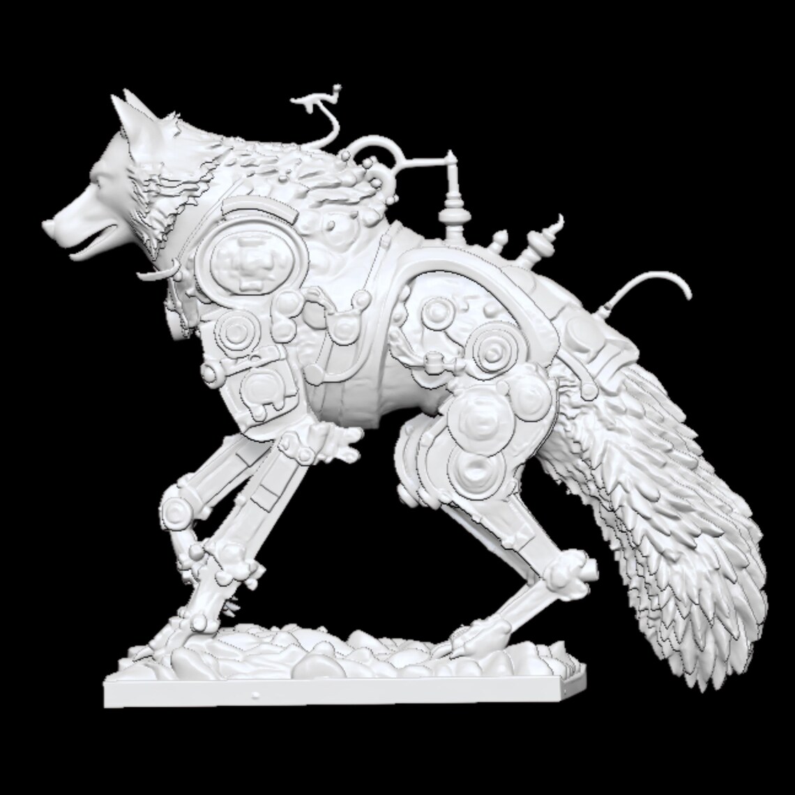 Steampunk Wolf STL | 3D Printable Statue, Digital Download, Glowing ...