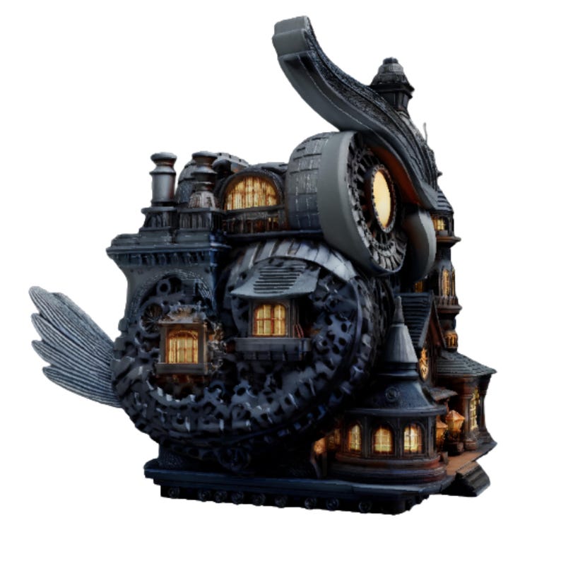 Steampunk Owl House STL File: Clockwork Automaton 3D Print Model ...