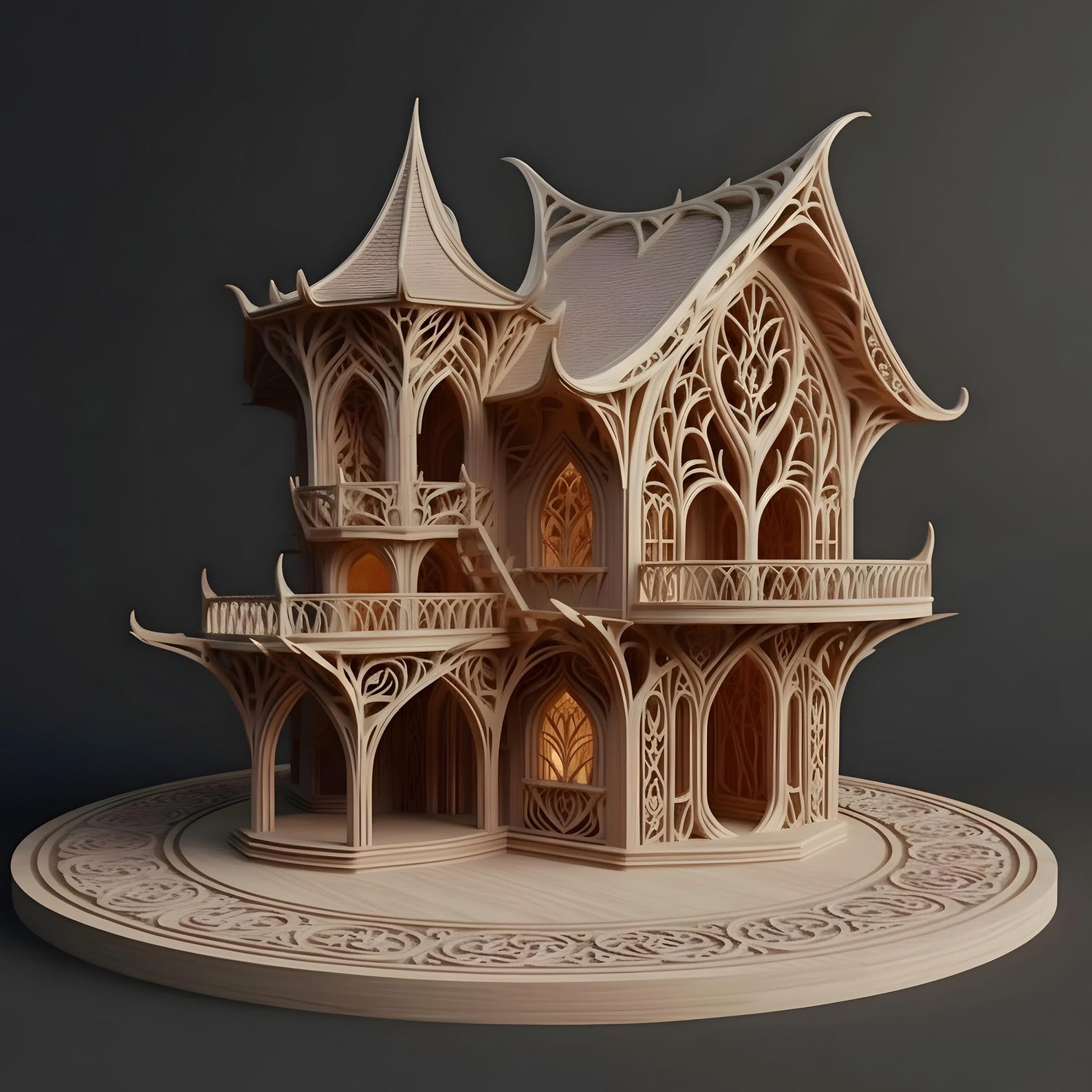 Elven House 3D Model STL | Fantasy Elf Mansion & Woodland Palace ...