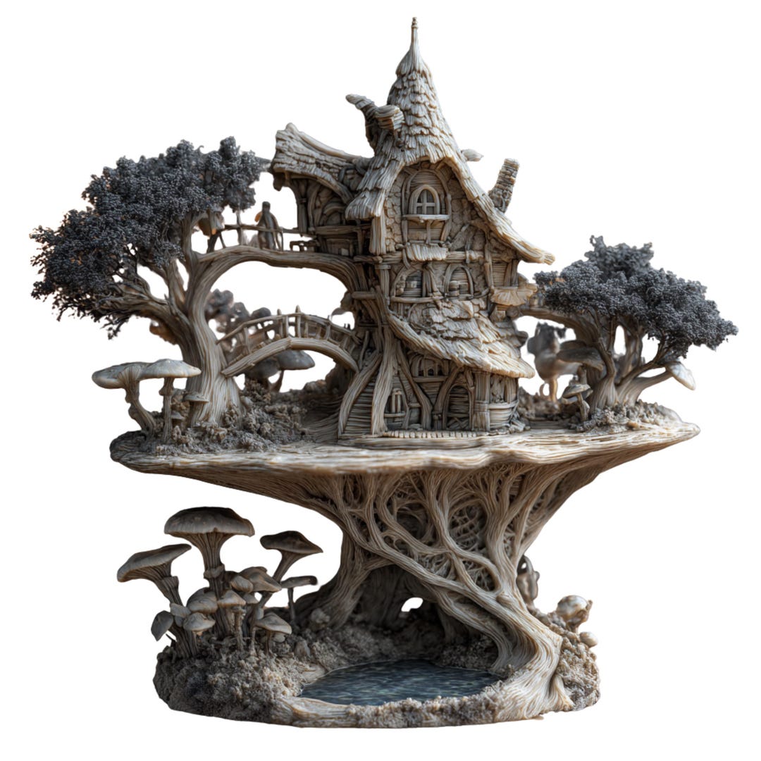 Mushroom Treehouse STL: Layered Fairy House, Dnd Terrain (digital ...