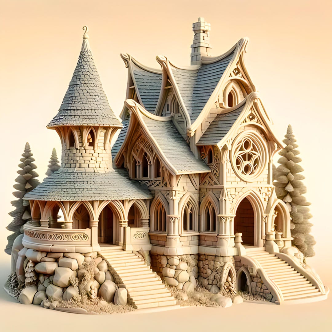 Gothic Fantasy Chapel STL – Medieval Stone Church 3D Printable ...