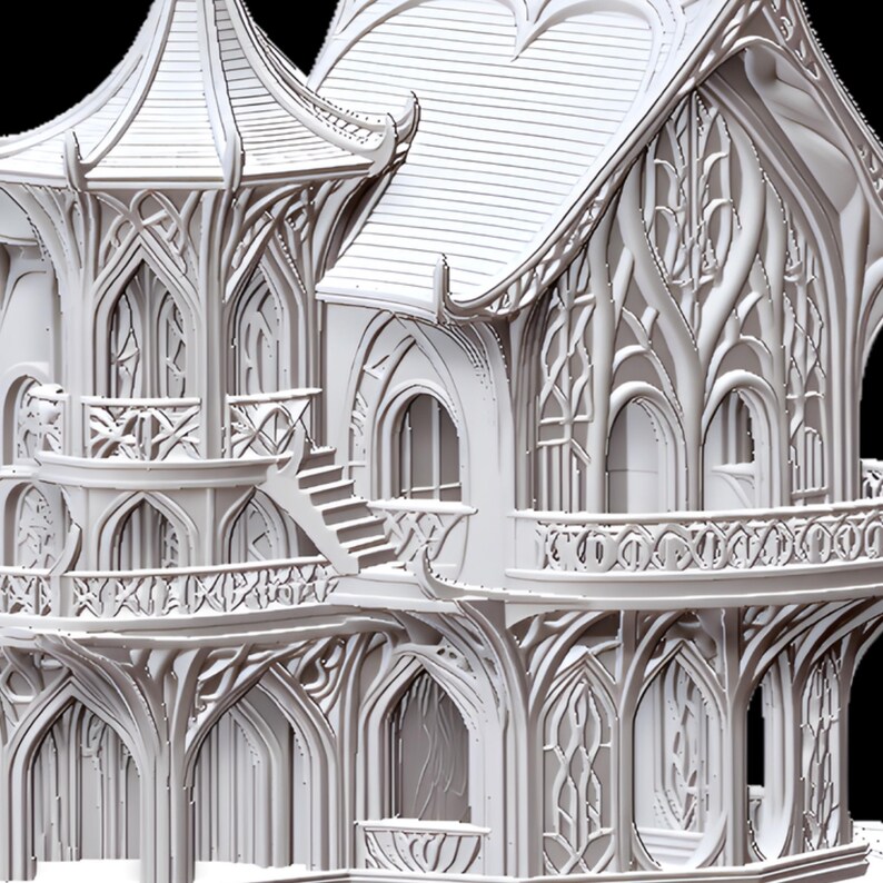 Elven House 3D Model STL | Fantasy Elf Mansion Woodland Palace | Dnd ...
