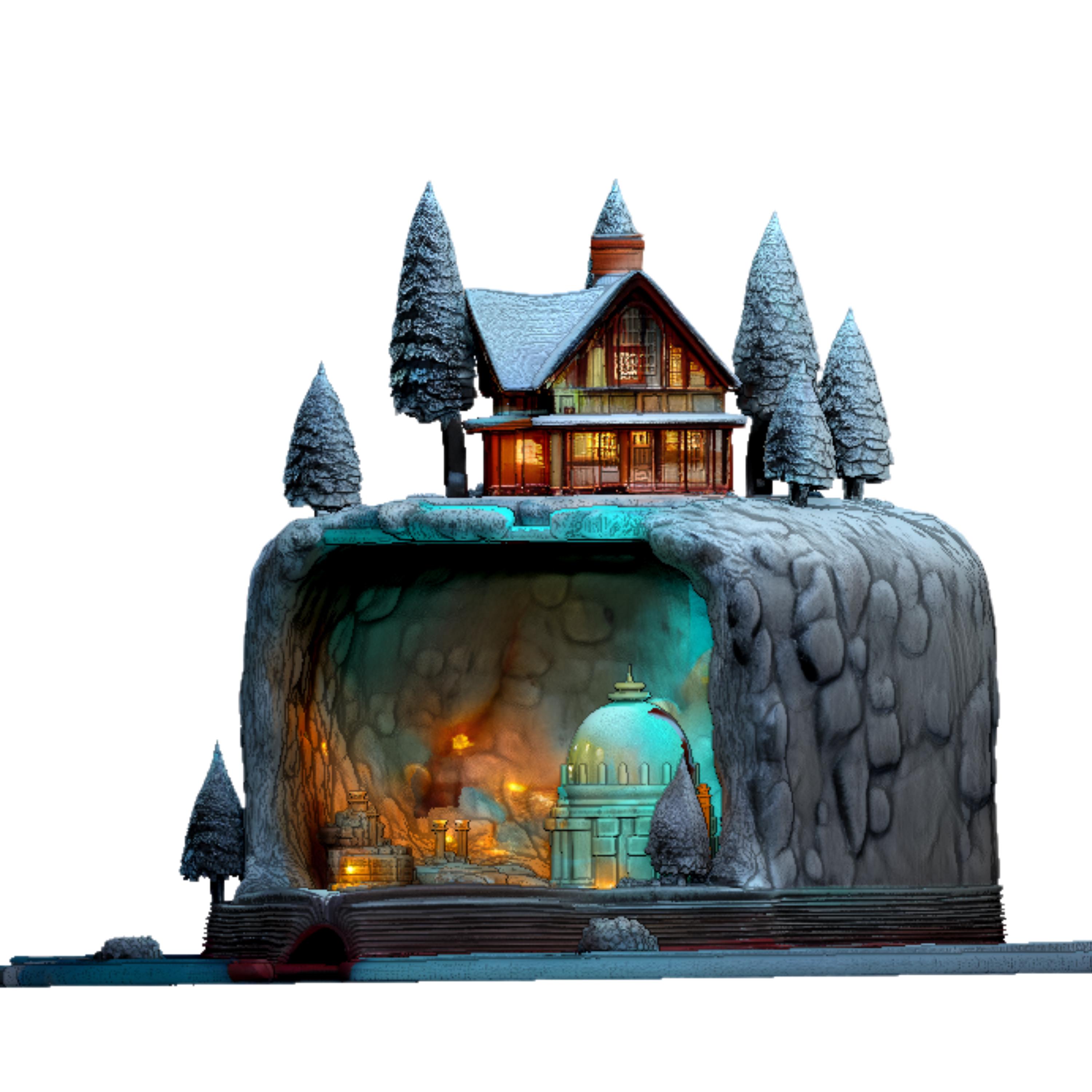 3D Printable Snow House Diorama STL | Miniature Winter Cottage ...