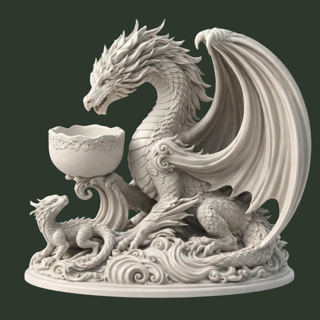 Dragon Candle Holder STL (digital Download) | Fantasy Dragon Statue ...