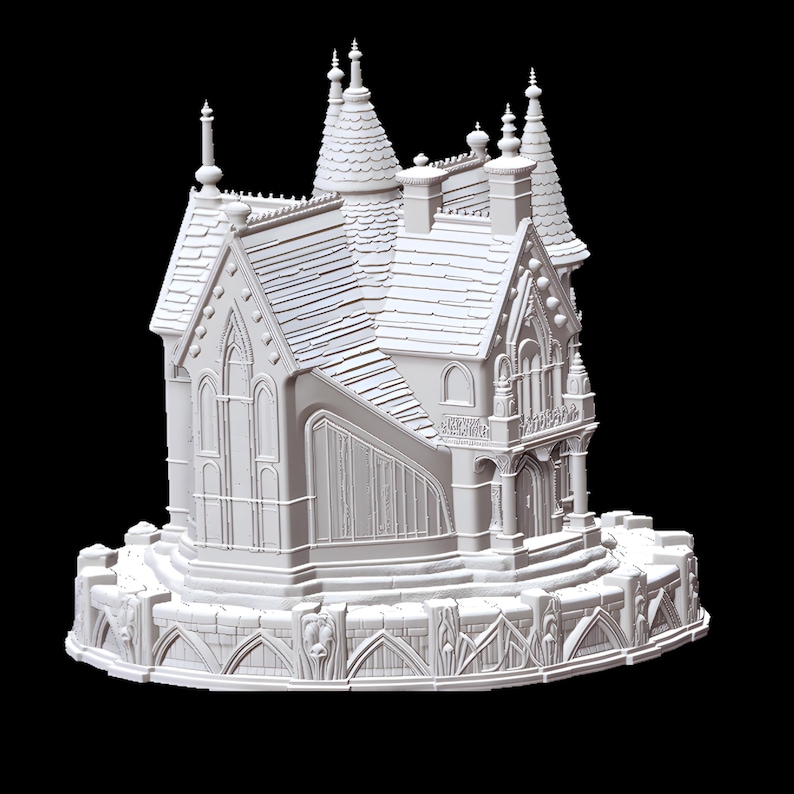 Gothic Mansion STL, Fantasy Manor House 3D Model, Dark Fantasy Diorama ...