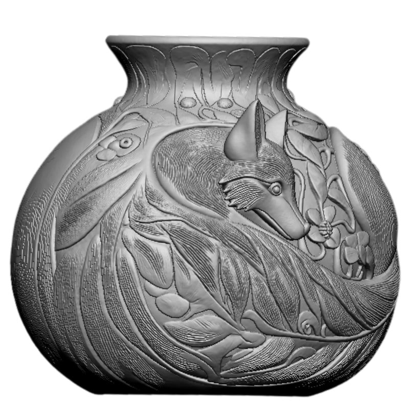 Carved Fox Vase 3D Model: Floral Home Decor (digital STL File) - Etsy