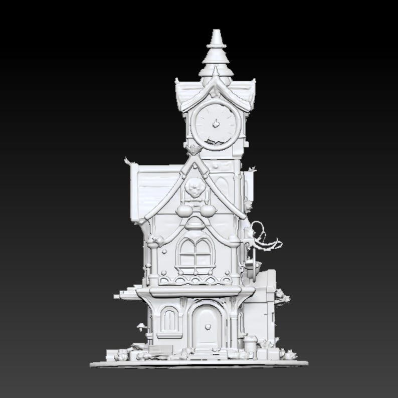 Steampunk Clock Tower House 3D Model: Fantasy Diorama (STL Digital ...