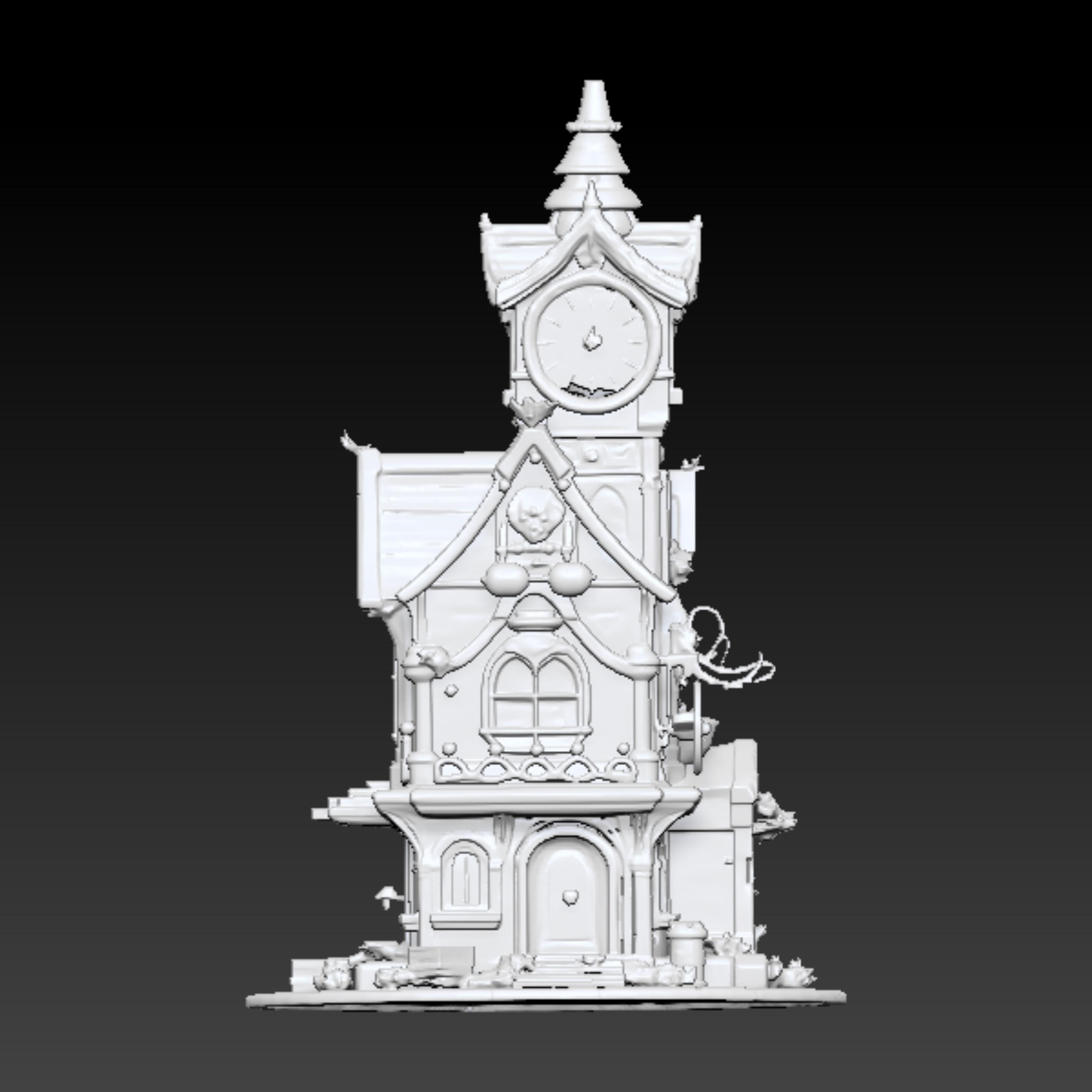 Steampunk Clock Tower House 3D Model: Fantasy Diorama (STL Digital ...
