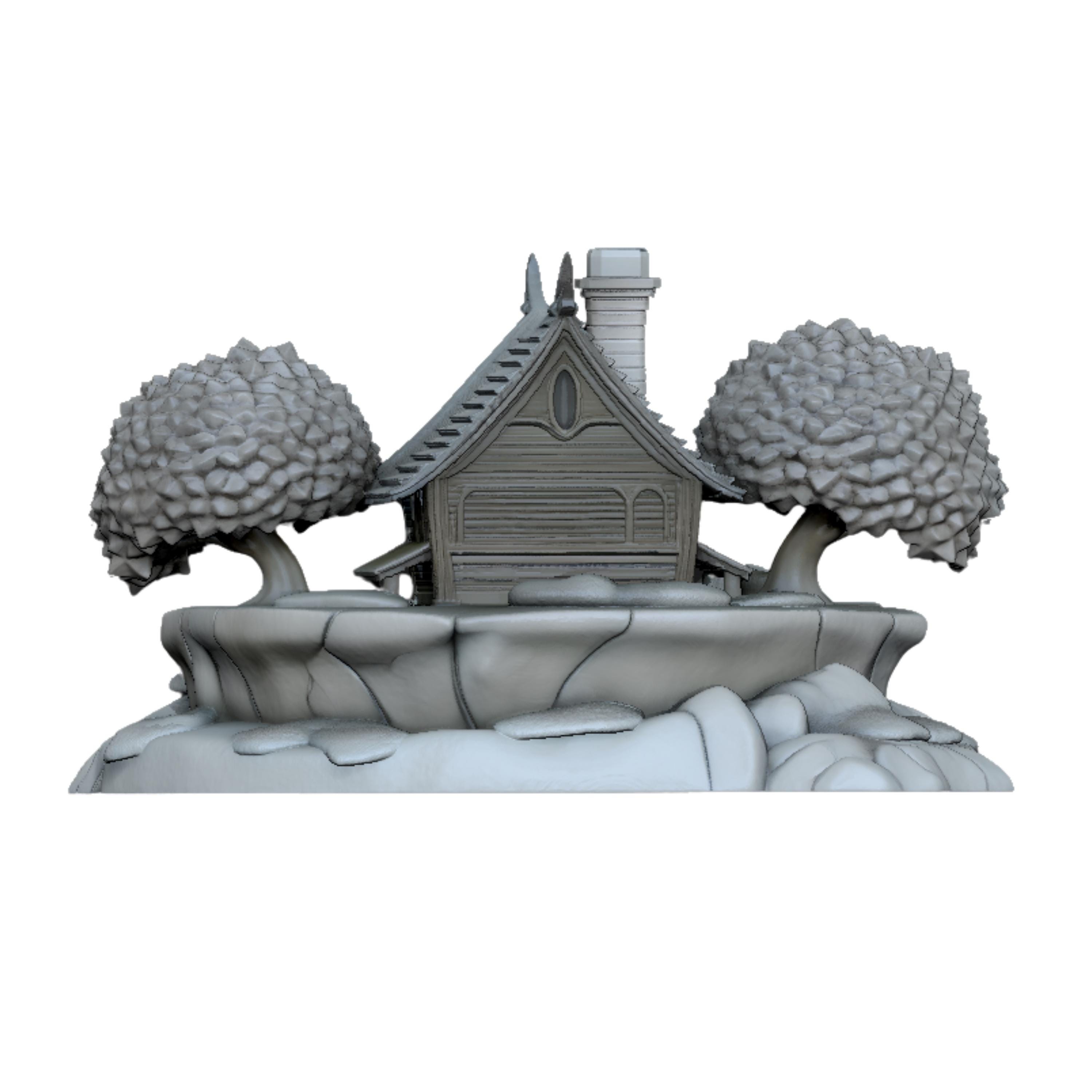 Floating Island Cottage 3D Print STL File: Waterfall Fantasy Decor ...
