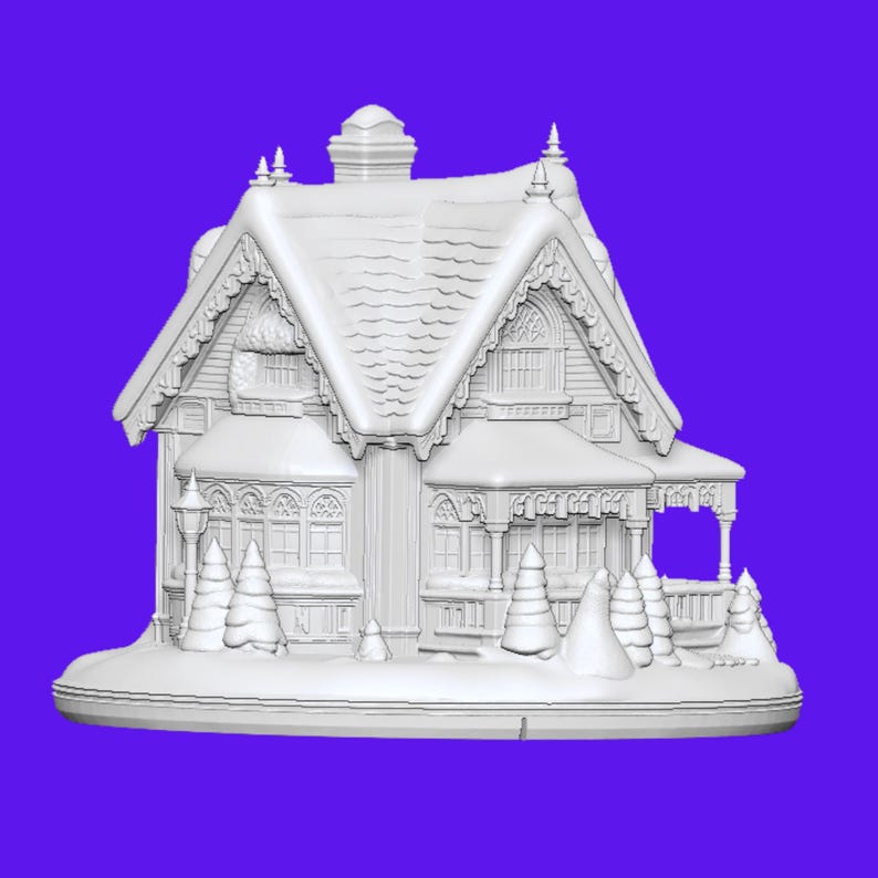 Victorian Winter Mansion STL: Christmas Village House 3D Printable ...