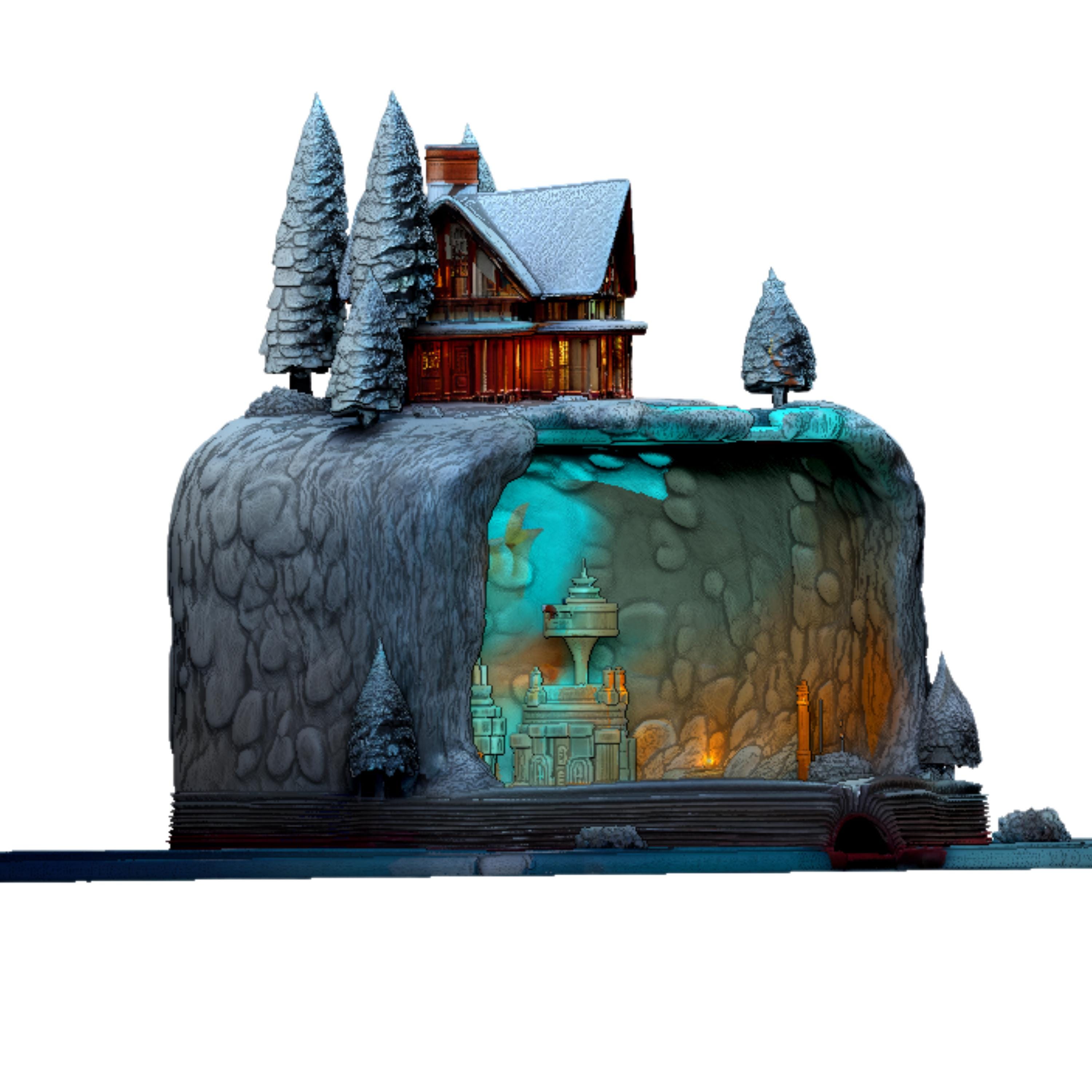 3D Printable Snow House Diorama STL | Miniature Winter Cottage ...