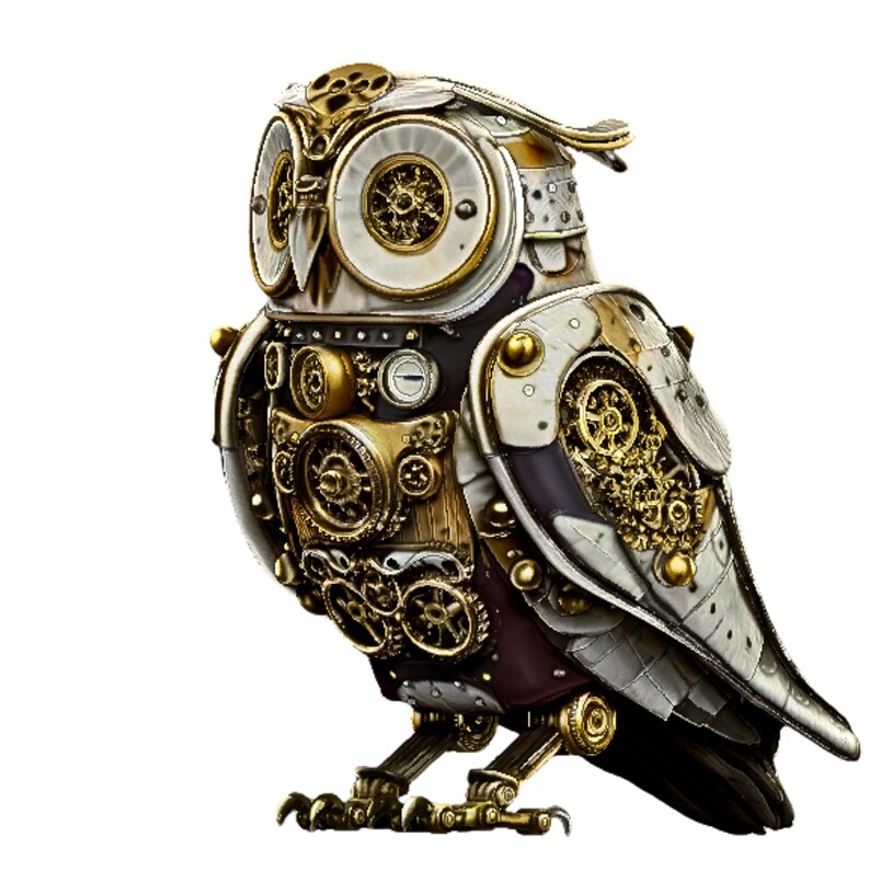Steampunk Mechanical Owl STL | Brass Gearwork Creature 3D Model | High ...