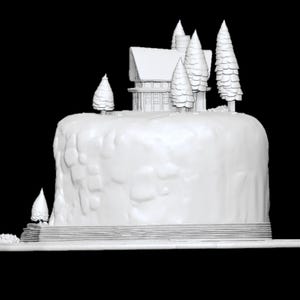 3D Printable Snow House Diorama STL | Miniature Winter Cottage ...