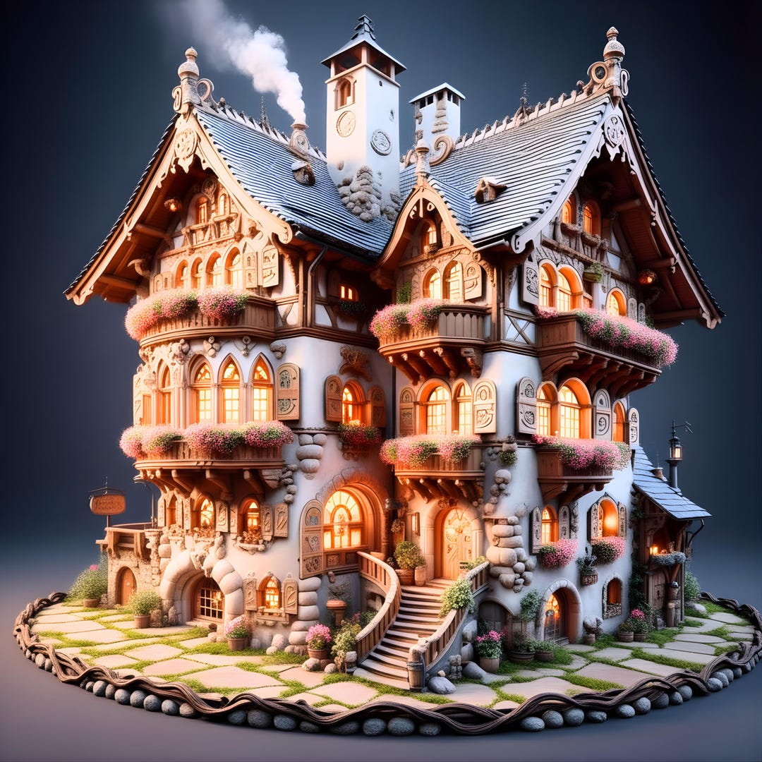 Enchanted Alpine Mansion STL | Fantasy Cottage House & Led-ready ...