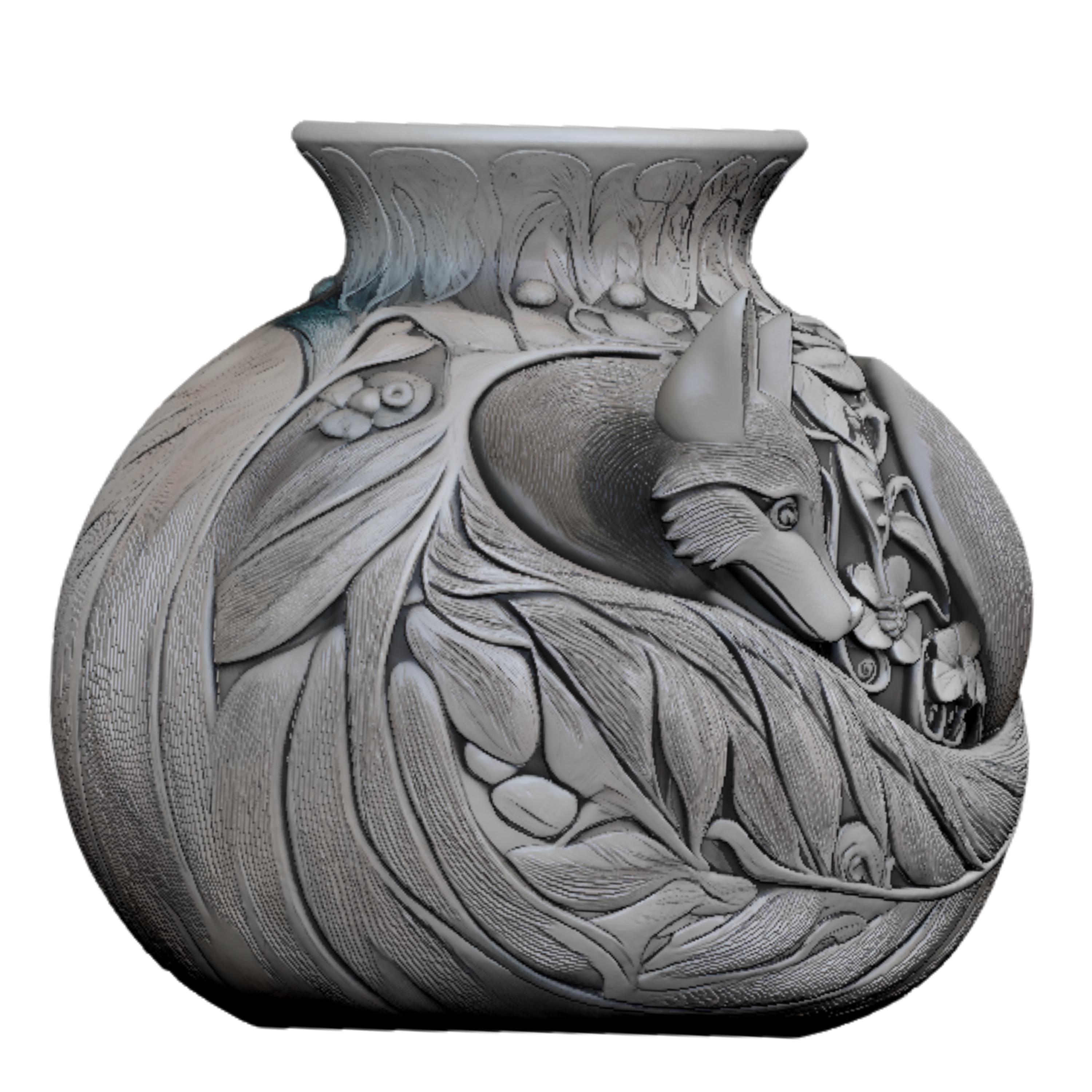 Carved Fox Vase 3D Model: Floral Home Decor (digital STL File) - Etsy