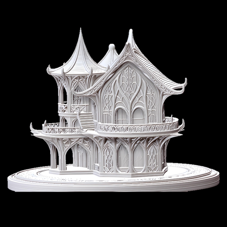 Elven House 3D Model STL | Fantasy Elf Mansion & Woodland Palace ...