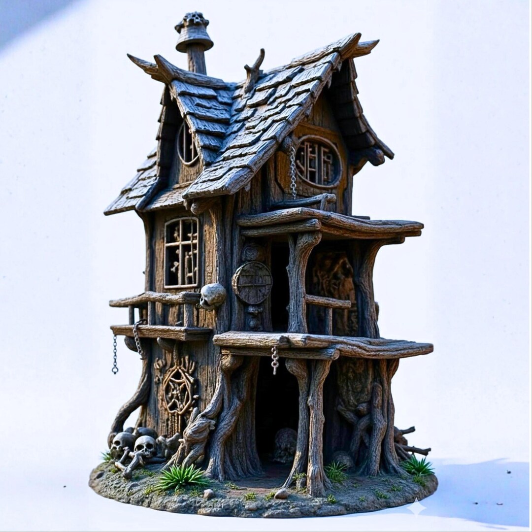 Wooden Witch Hut STL – Fantasy Tree House LED Diorama 3D Printable ...