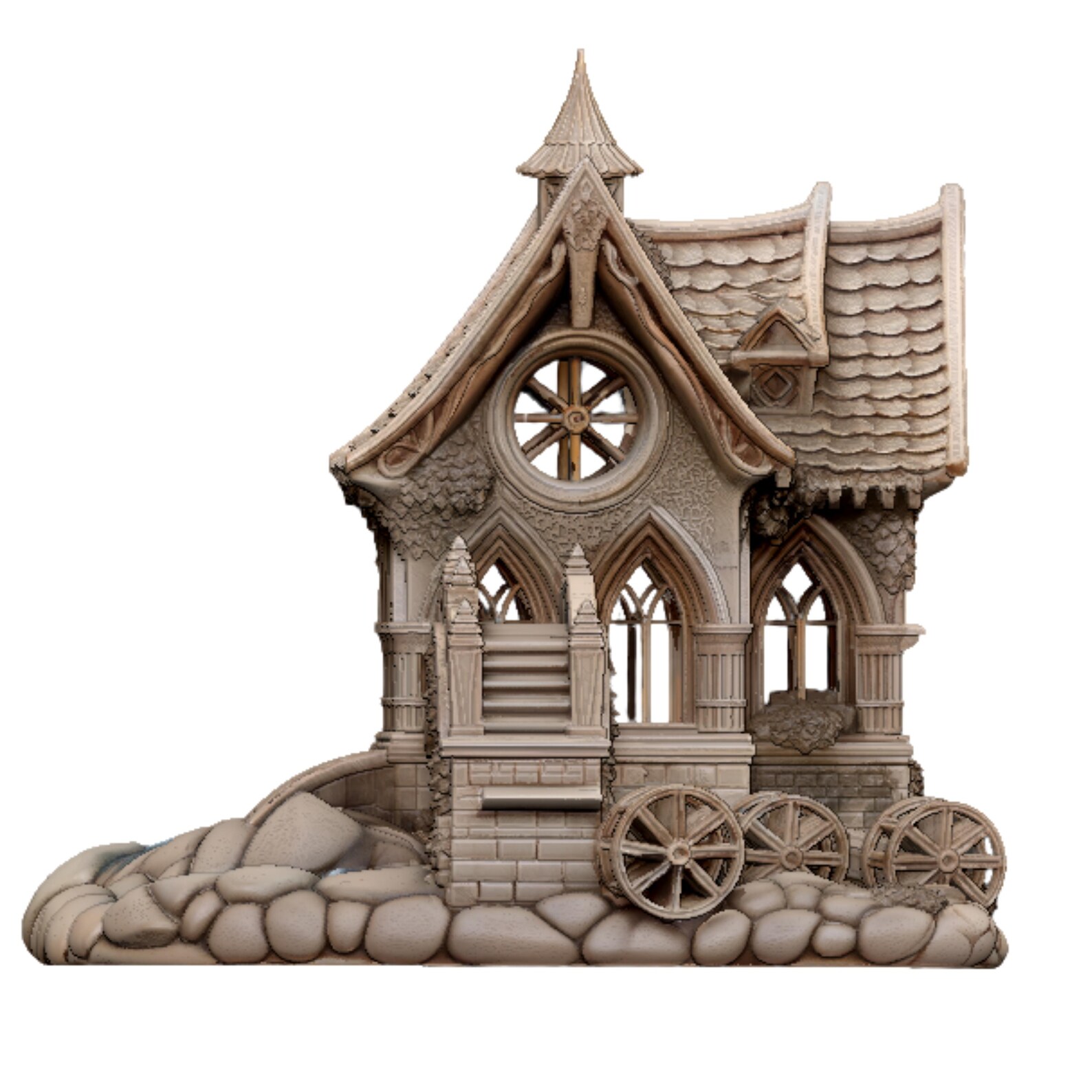 Gothic Watermill 3D Model STL | River House & Bridge RPG Terrain ...
