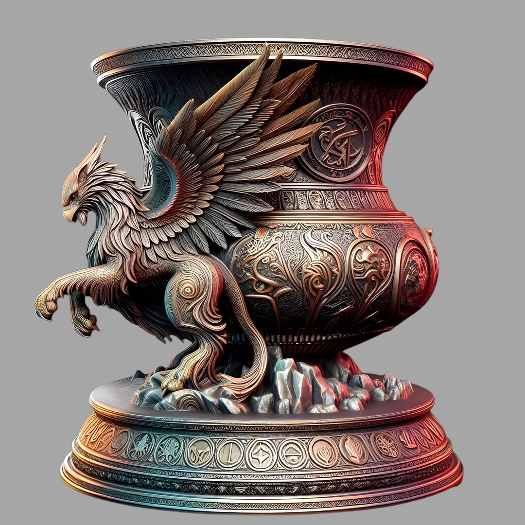 Gryphon Vase 3D Model STL | Ancient Mythical Beast Urn & Fantasy ...
