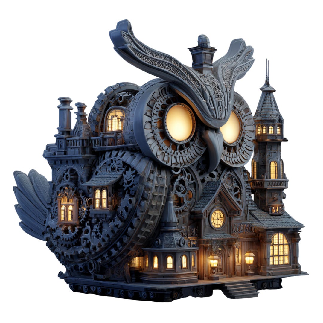 Steampunk Owl House STL File: Clockwork Automaton 3D Print Model ...