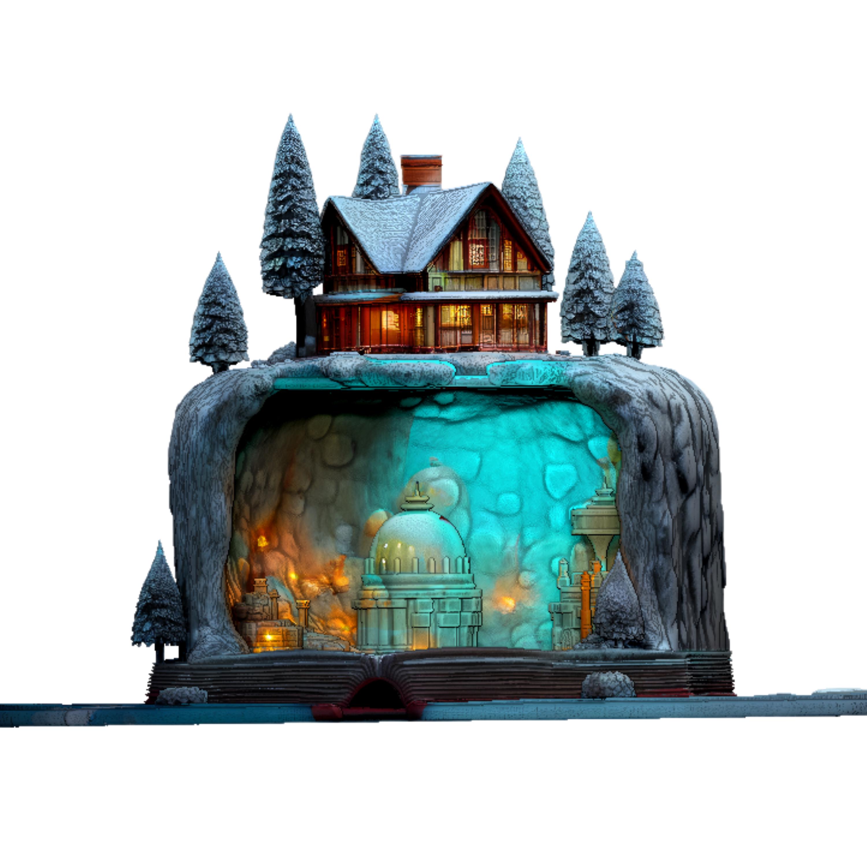 3D Printable Snow House Diorama STL | Miniature Winter Cottage ...