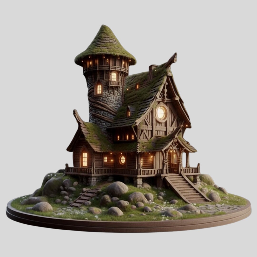 Nordic Wizard Tower 3D Model STL | Forest Cottage & Mossy RPG Terrain ...