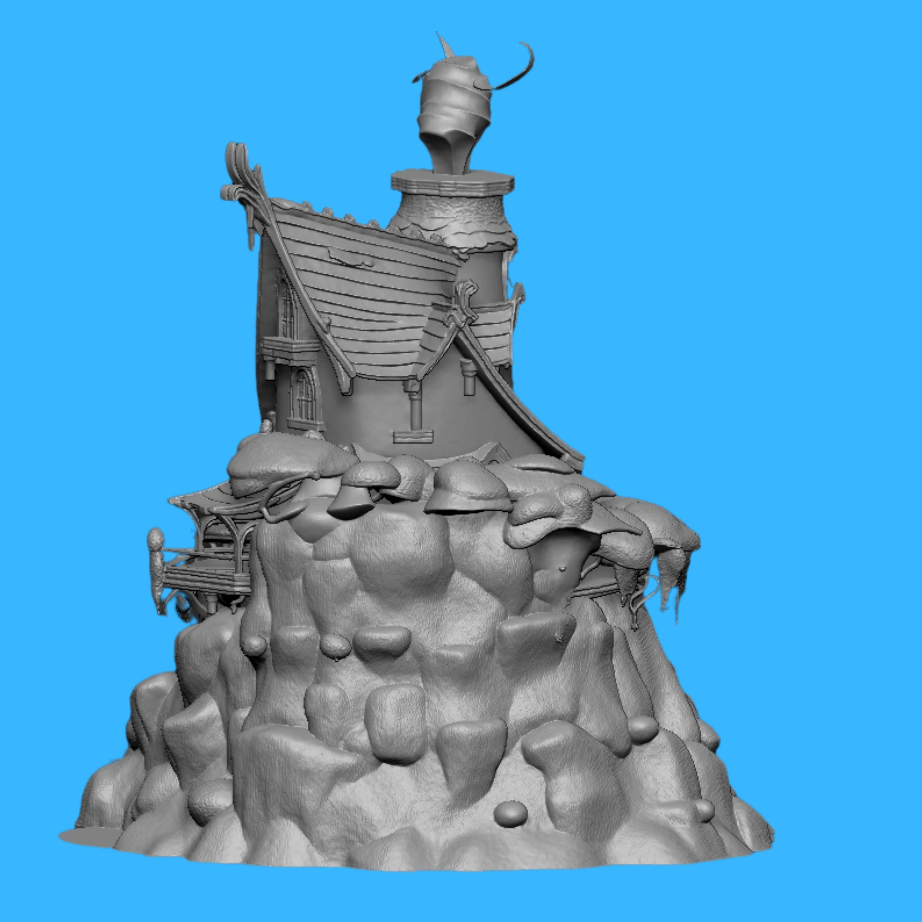 Fantasy Fairy House 3D Model STL: Waterfall Citadel, D&D Terrain (3D ...