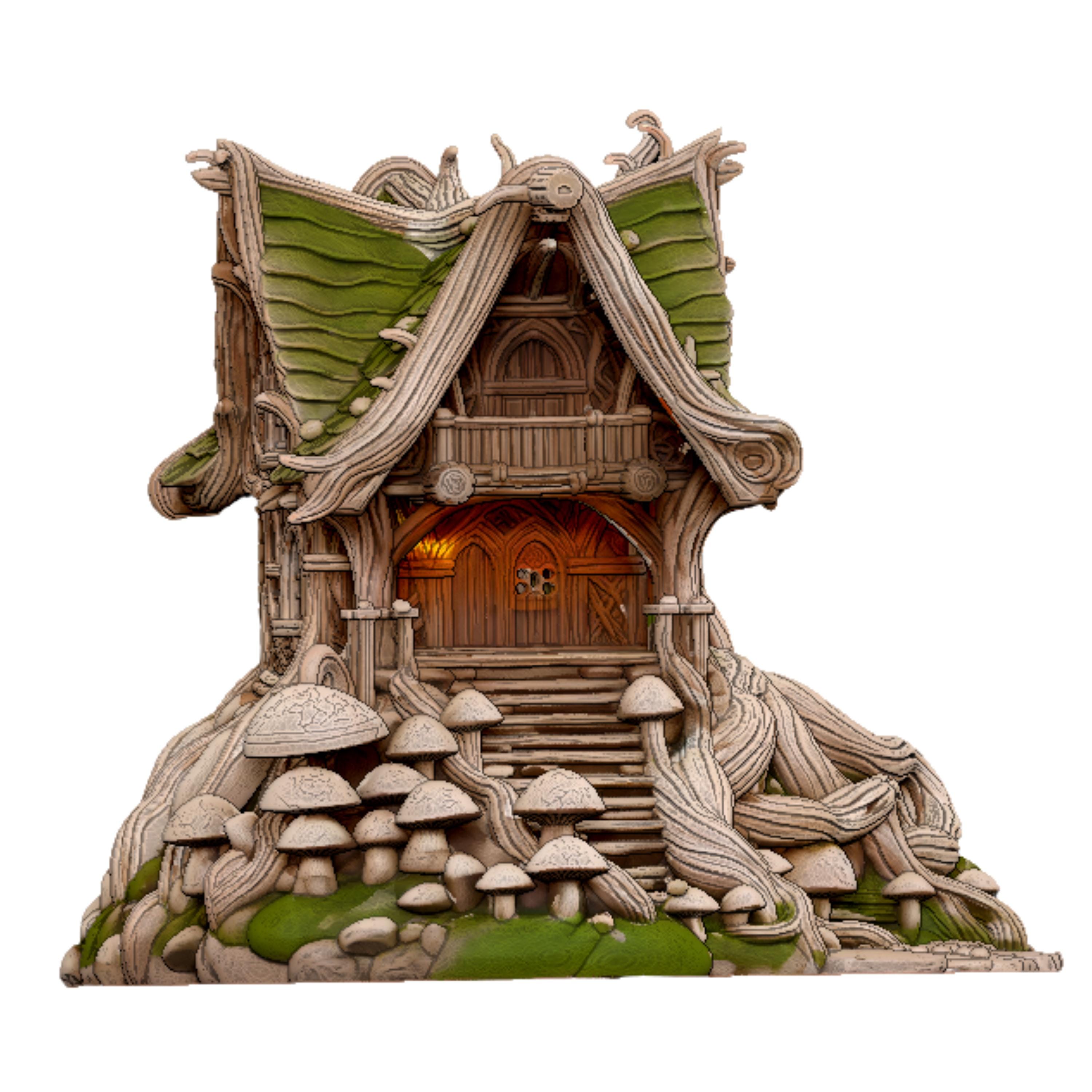 Druid Witch Cottage 3D Model STL | Organic Root Mushroom House & Forest ...