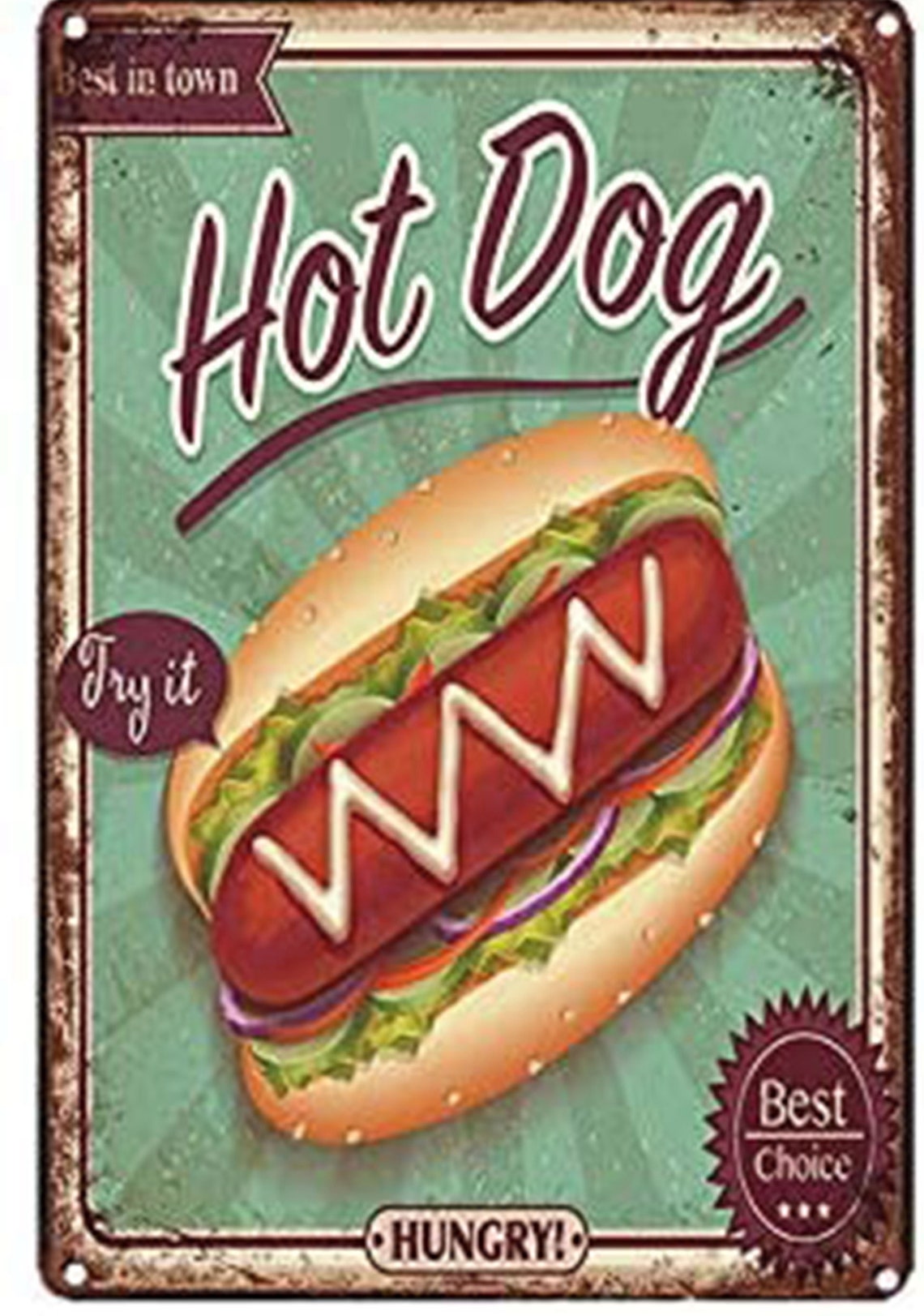 New Vintage Metal Tin Sign Delicious Hot Dog Retro Garage Yard | Etsy