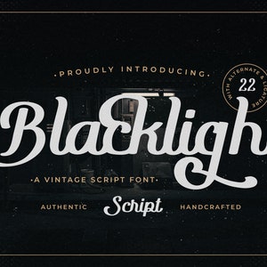 Blacklight - A Vintage Script Font - Etsy