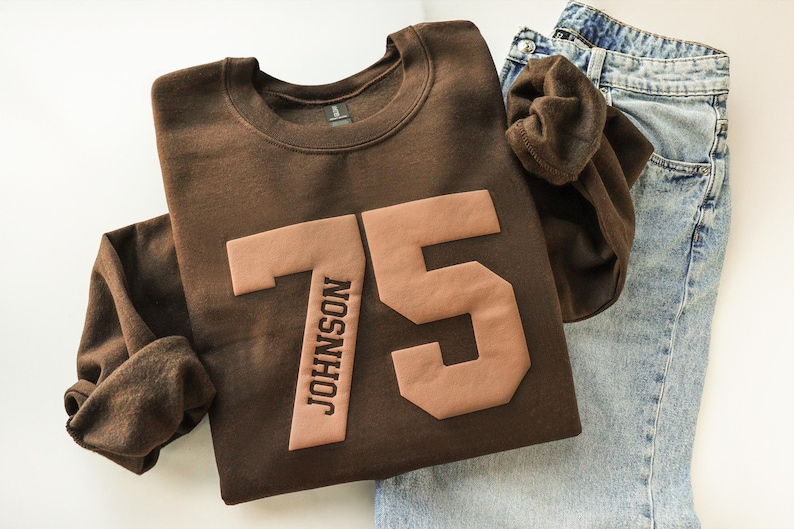 Custom Puff Print Sweatshirt, Personalized Name and Number, Game Day ...