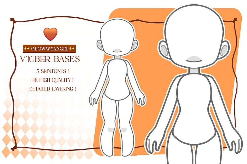 Vtuber Body Base Model High Quality 4K 6 Skin Tones From White to Dark ...
