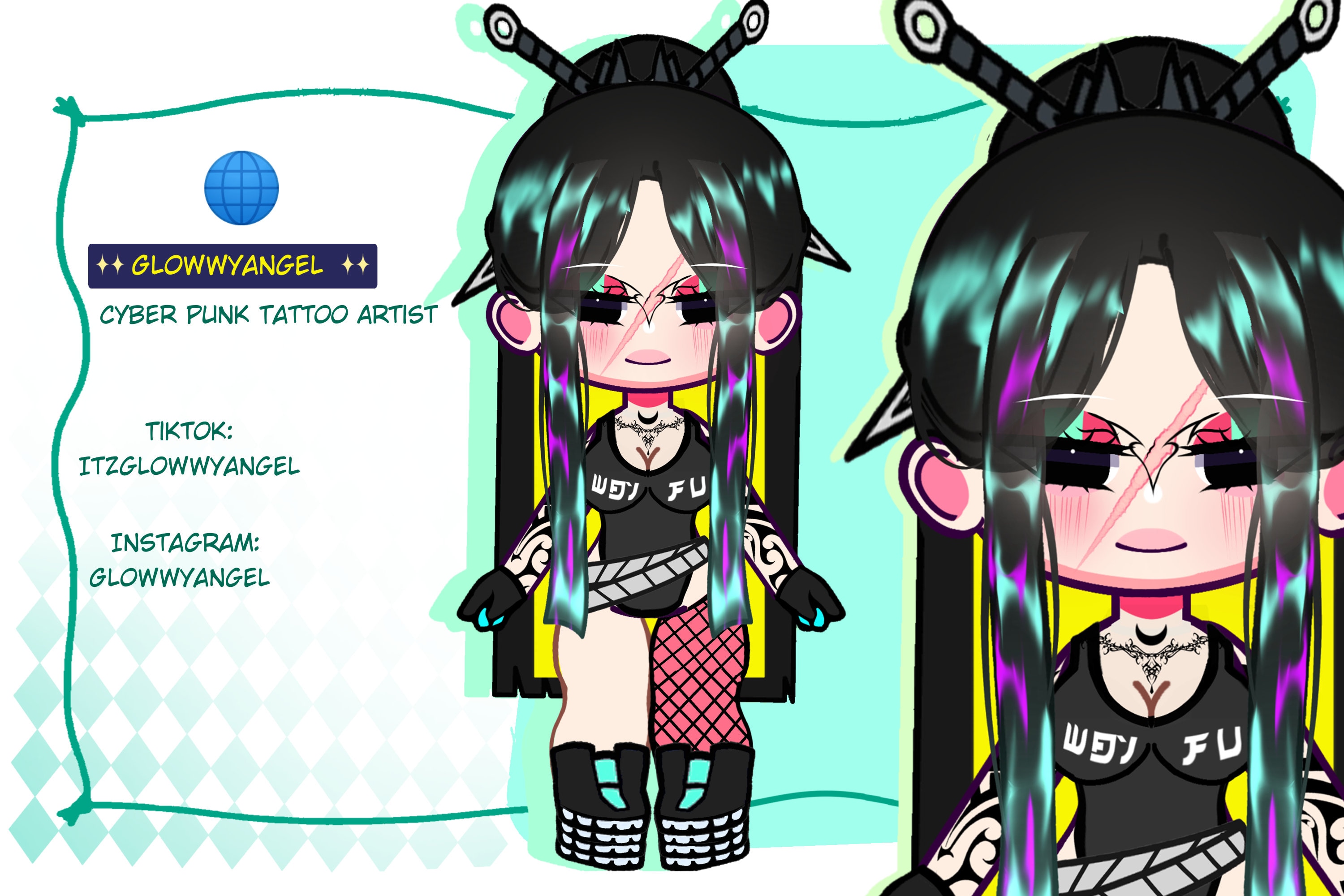 Premade Live2d Cyberpunk Tattoo Artist Full Body Vroid Vtuber Model ...