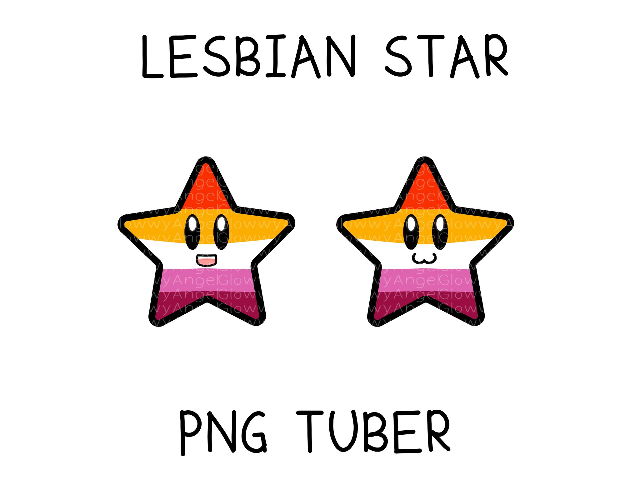 Lesbian Pride Flag Star Cute Kawaii PNG Tuber | High-resolution LGBTQ+ ...