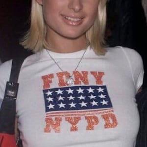 FDNY NYPD Tshirt - Paris Hilton Baby Tee - Y2K Celebrity Inspired ...
