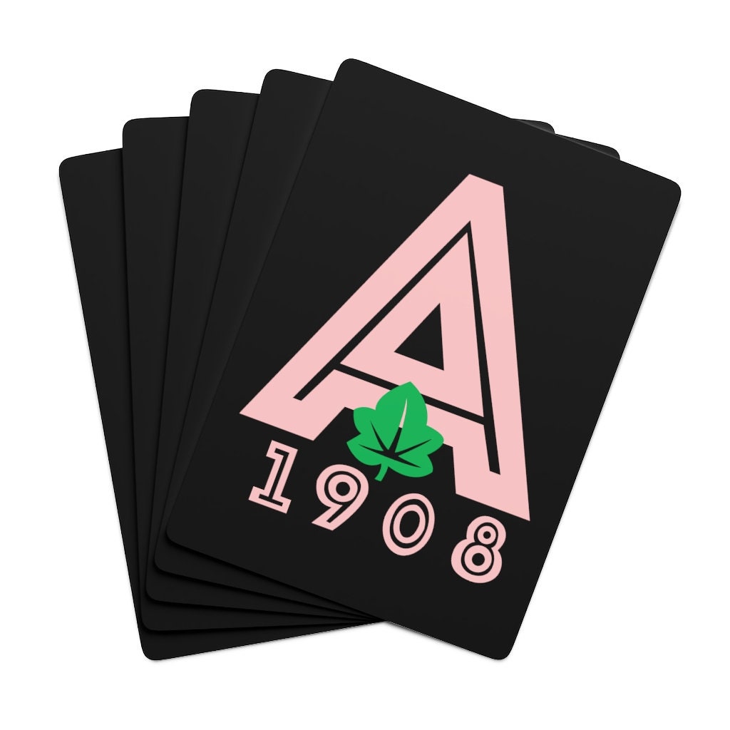Alpha Kappa Alpha Inspired|1908 Sorority| Pink and Green Spade Poker ...