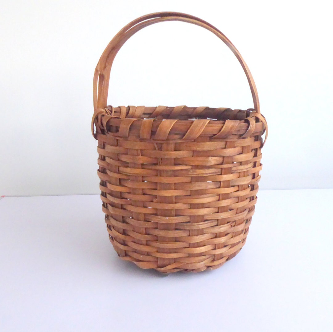 Vintage Rattan Basket 70s MCM Wicker Home Decor Autumnal - Etsy