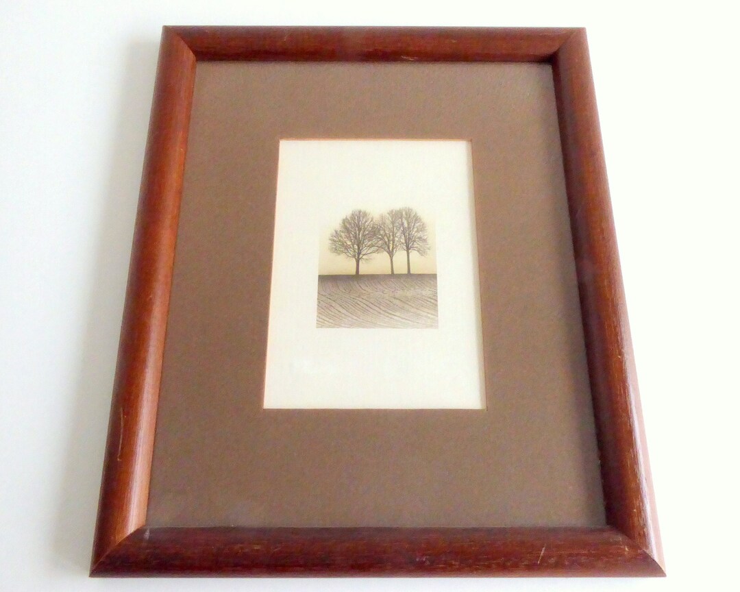 Vintage Picture With Trees, Framed, 90s, Autumn Decoration, Autumnal ...