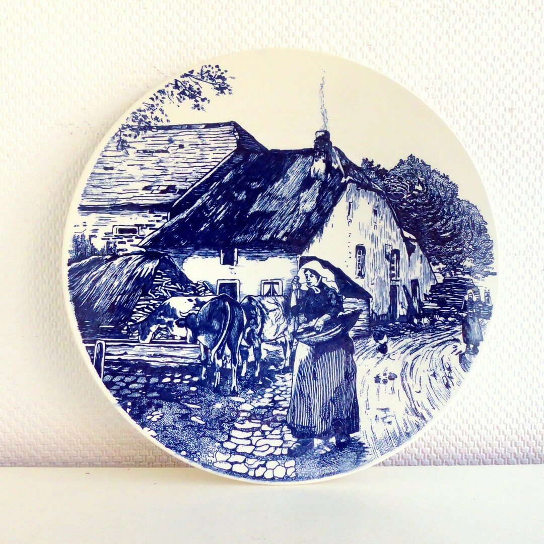 Vintage Wall Plate Farmhouse, Boch Delft Wall Plate, Country House ...