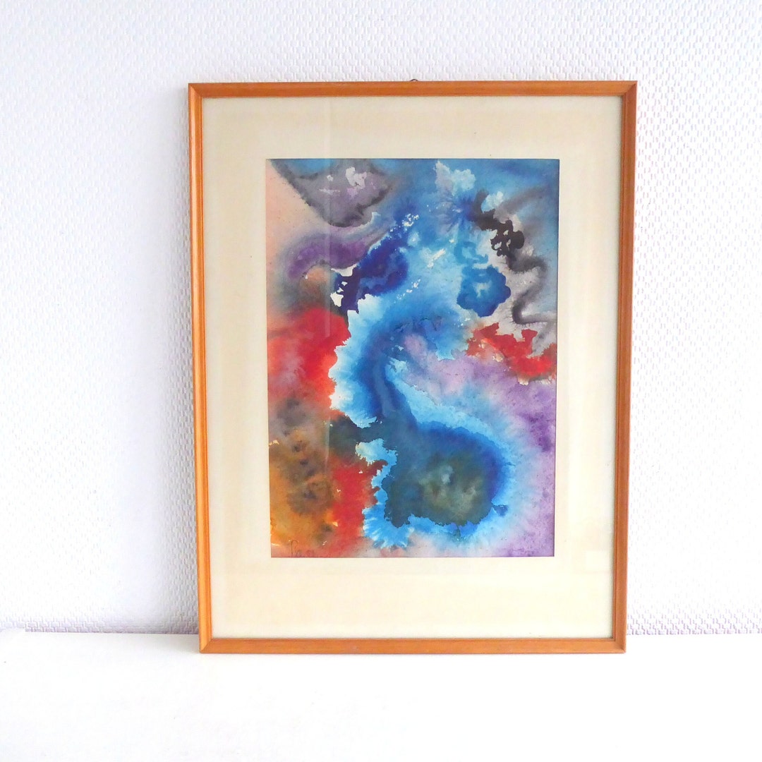 Vintage Picture Abstract, Art Signed, Mid Century Painting, Original ...
